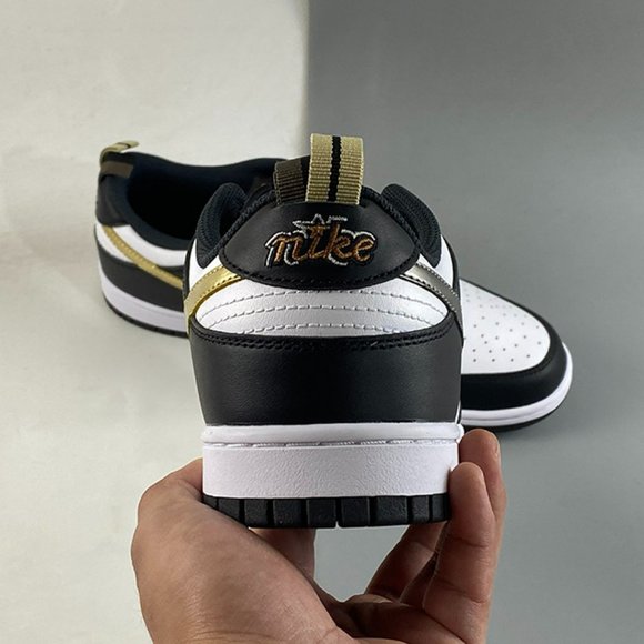 Nike | Shoes | Nike Dunk Low Black White Metallic Kids Sneakers | Poshmark